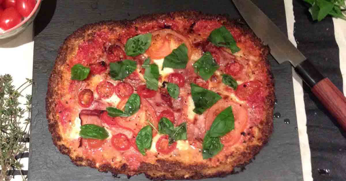 Crispy cauliflower base pizza