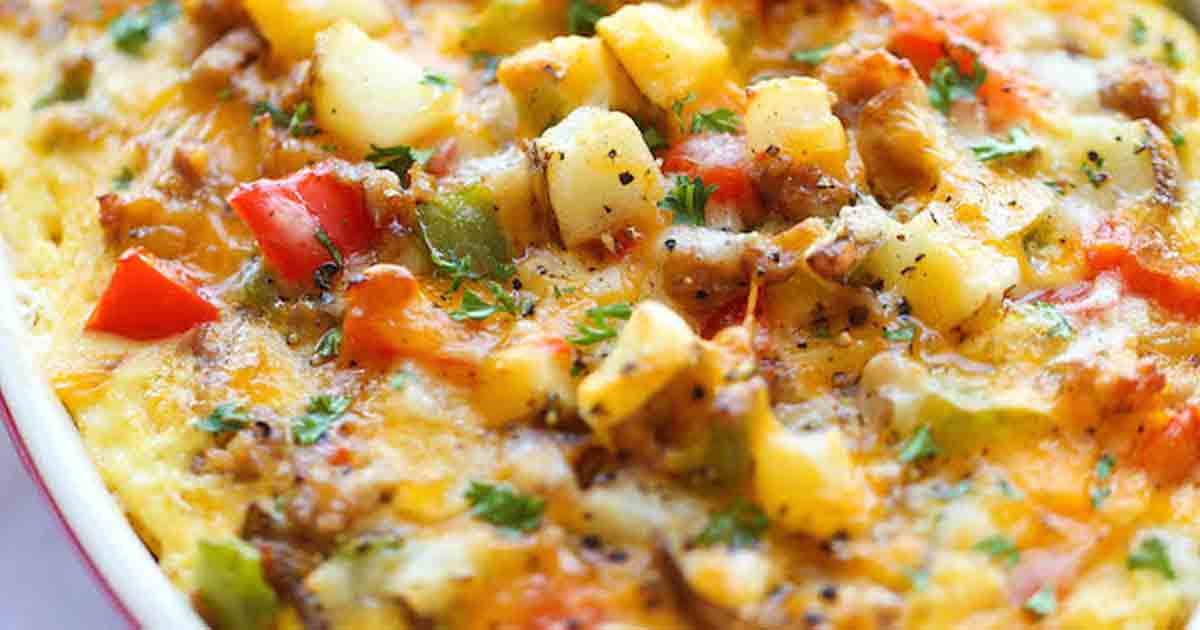 Fully Loaded Cheesy Breakfast Casserole