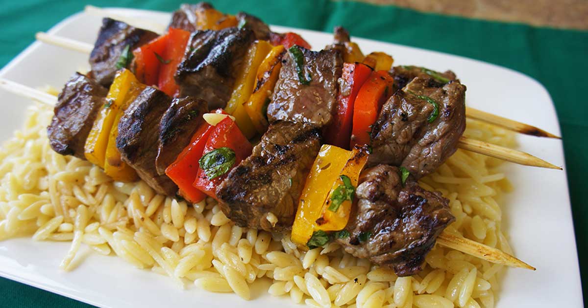Beef Kabobs With Parmesan Orzo