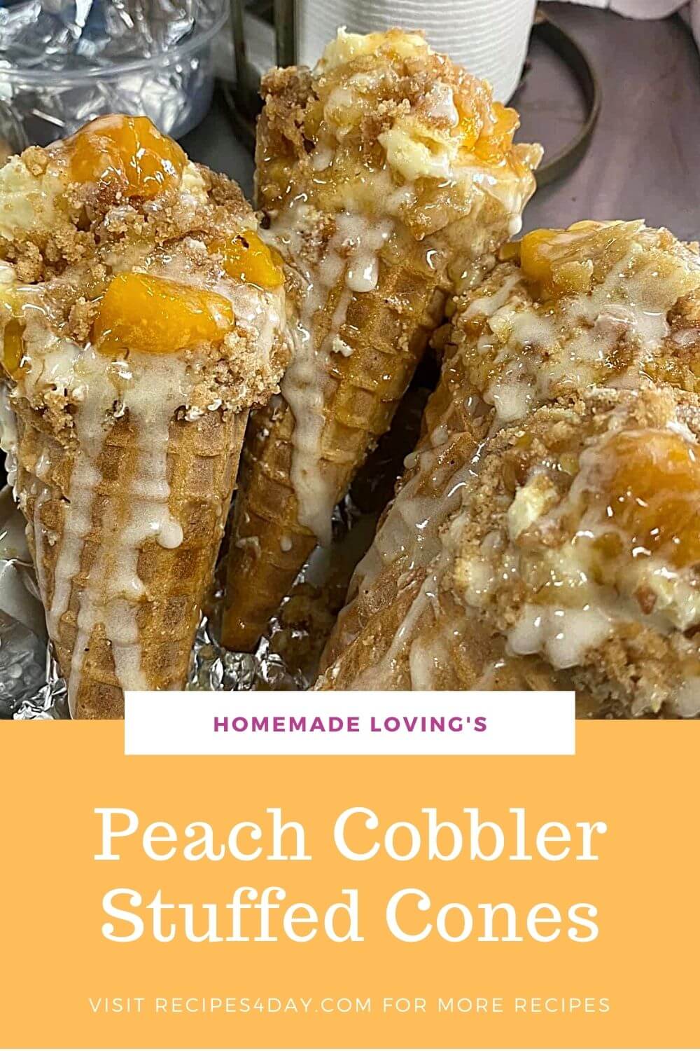 Peach Cobbler Stuffed Cones