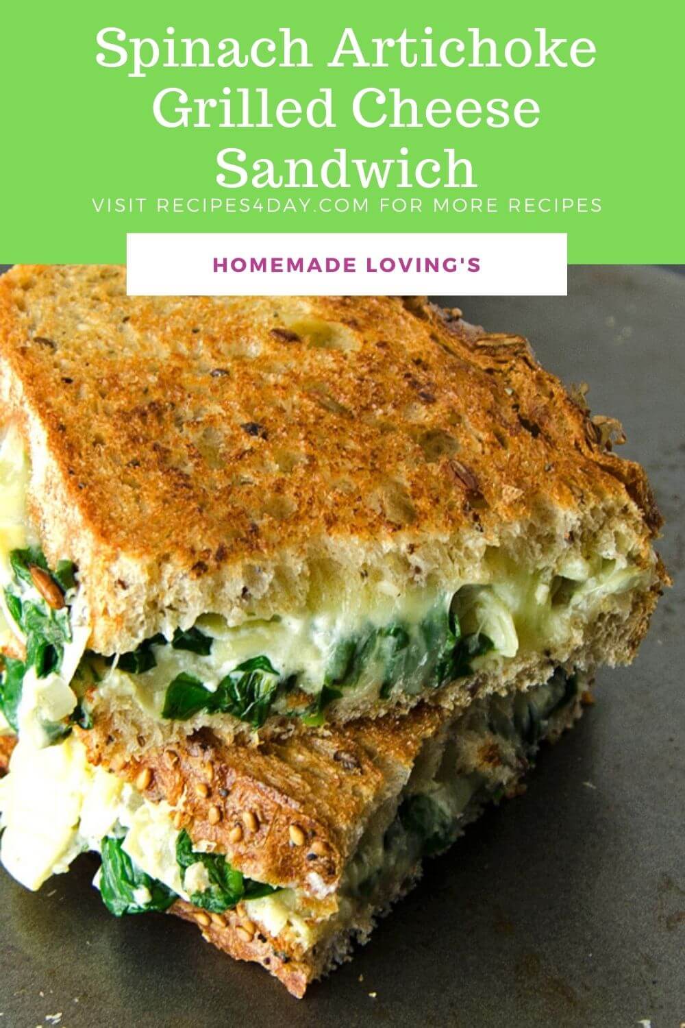 Spinach Artichoke Grilled Cheese Sandwich
