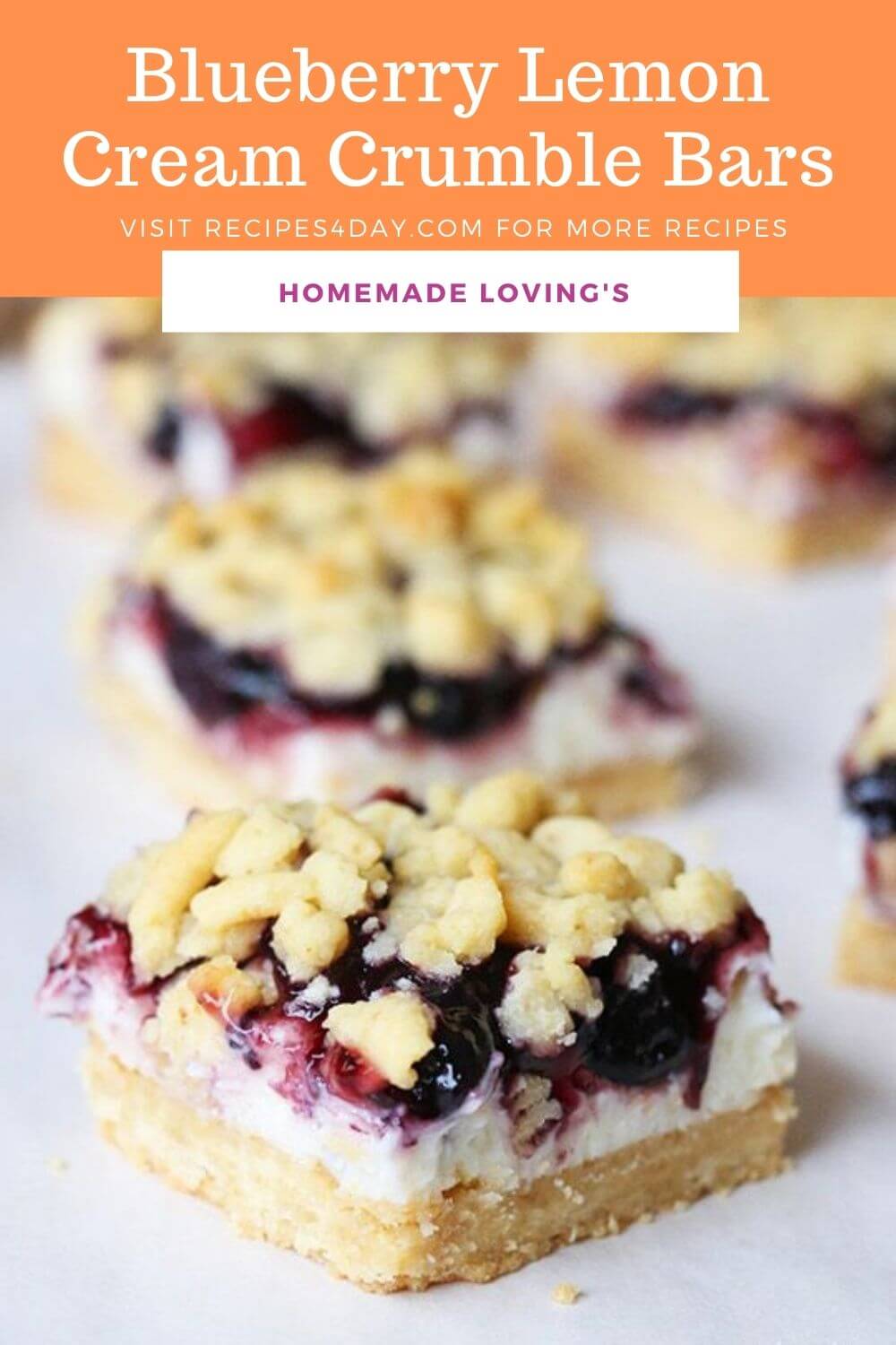 Blueberry Lemon Cream Crumble Bars