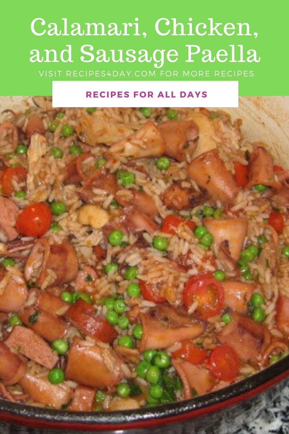 Calamari, Chicken, and Sausage Paella