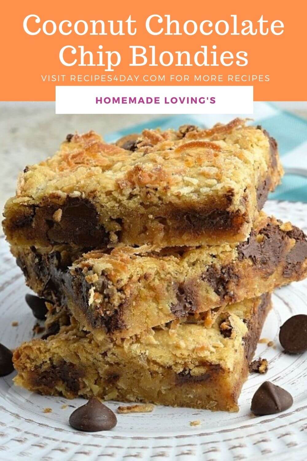 Coconut Chocolate Chip Blondies