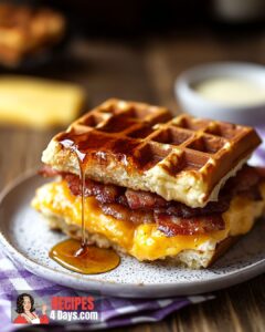 Peppered Maple Bacon Waffle Breakfast Sandwich