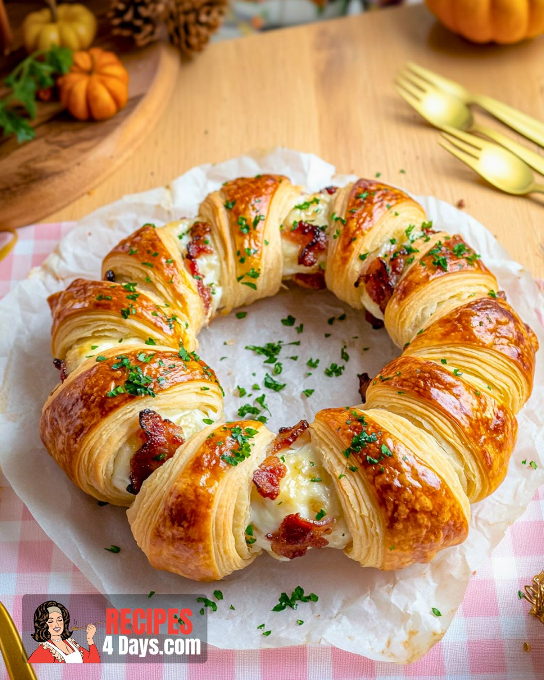 Bacon Brie Crescent Wreath