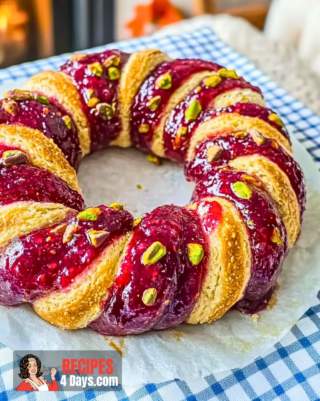 Raspberry And Pistachio Wreath