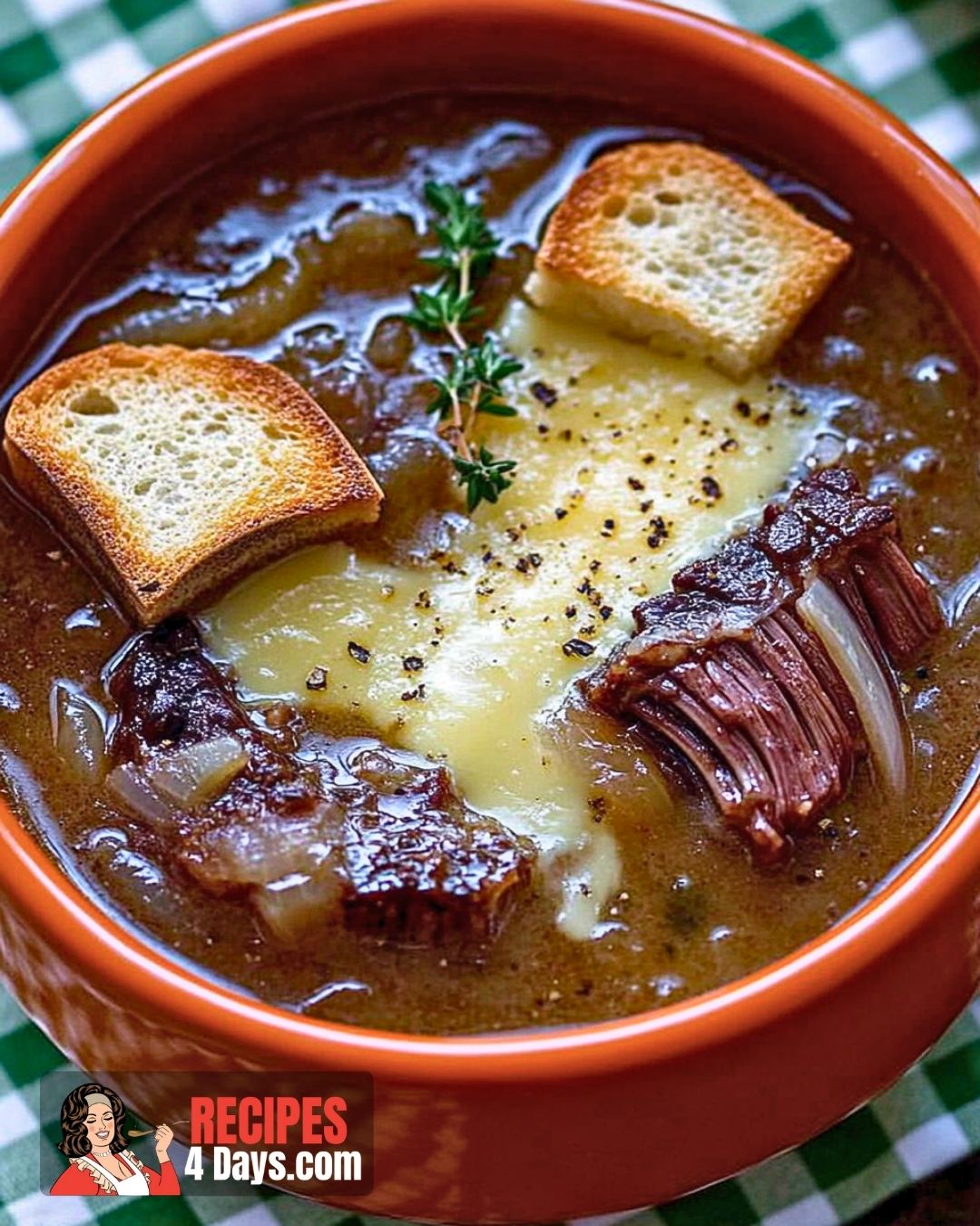 French Onion Short Rib Soup With Gruyère