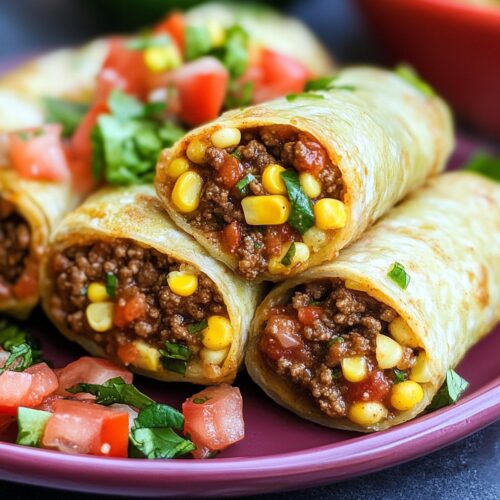Ground Beef Salsa Corn Roll Ups