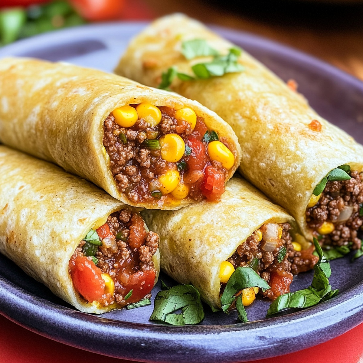 Ground Beef Salsa Corn Roll Ups